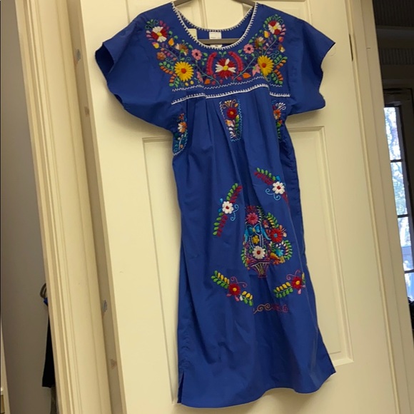 Dresses | Blue Fiesta Mexican Embroidered Dress | Poshmark